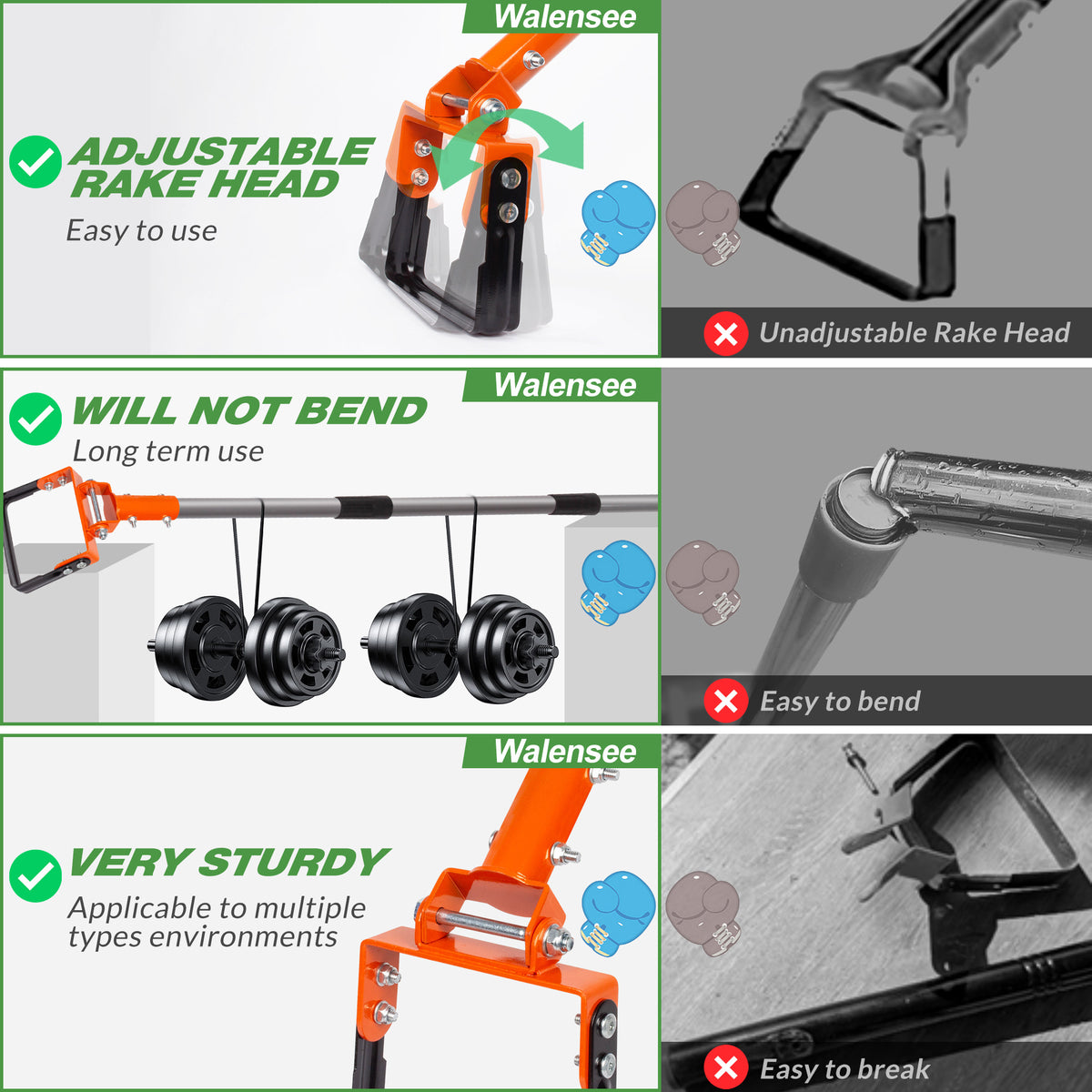 Walensee Garden Hoe for Weeding Action Hoe and Stirrup Hoe for Flower ...