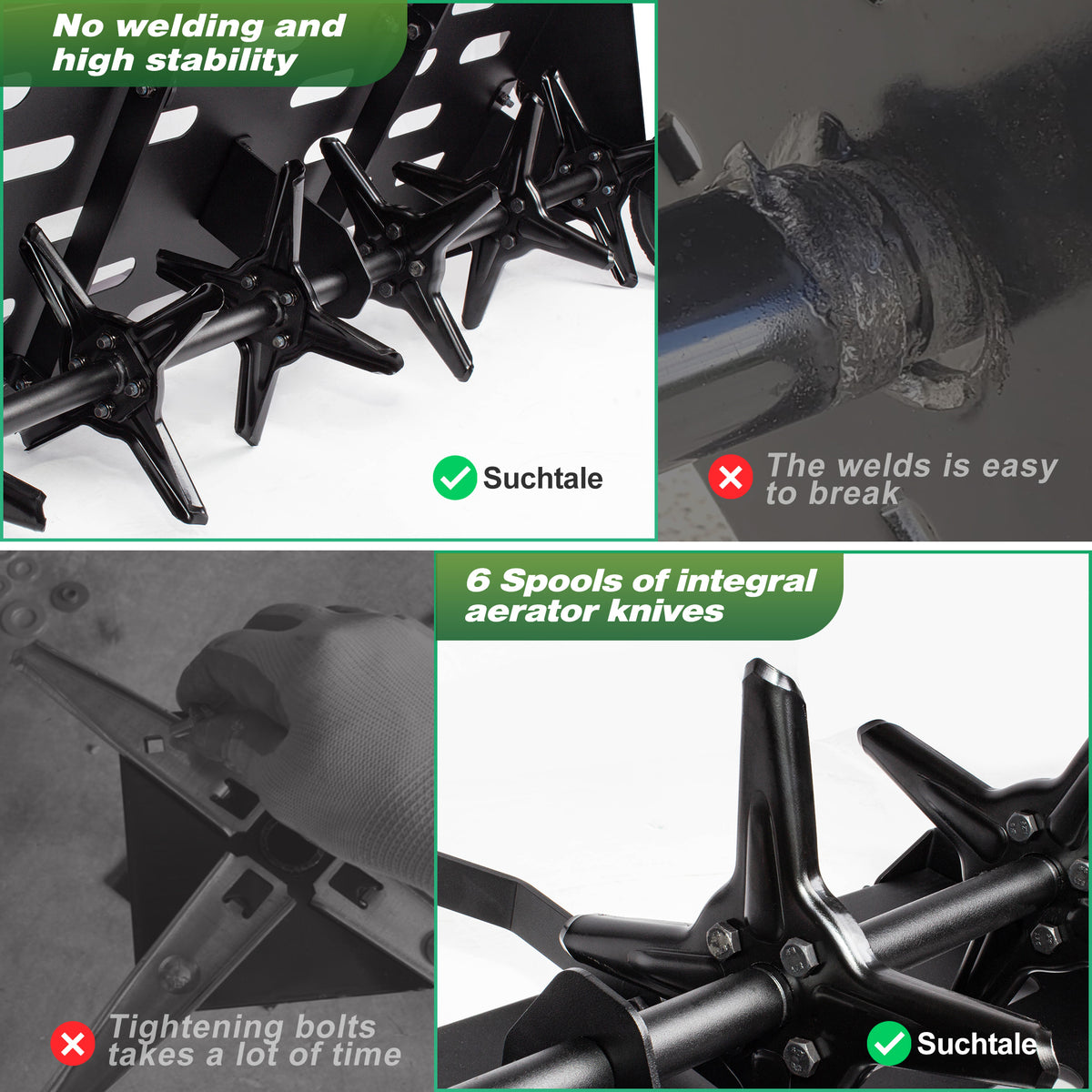 Suchtale 40-Inch Tow Behind Plug Aerator with Universal Hitch, Tow Plu ...